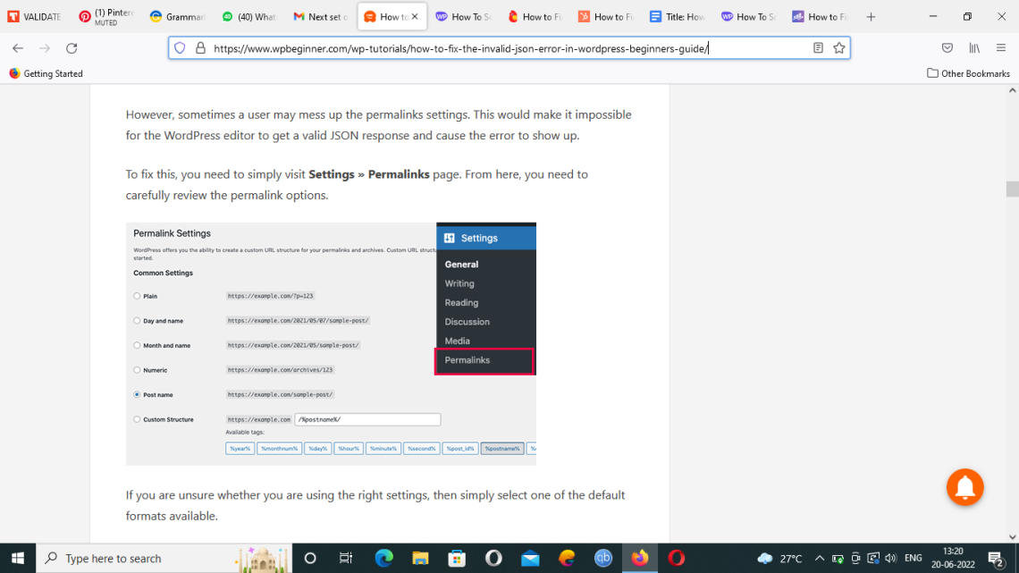 How To Fix The Invalid Json Error In Wordpress Website